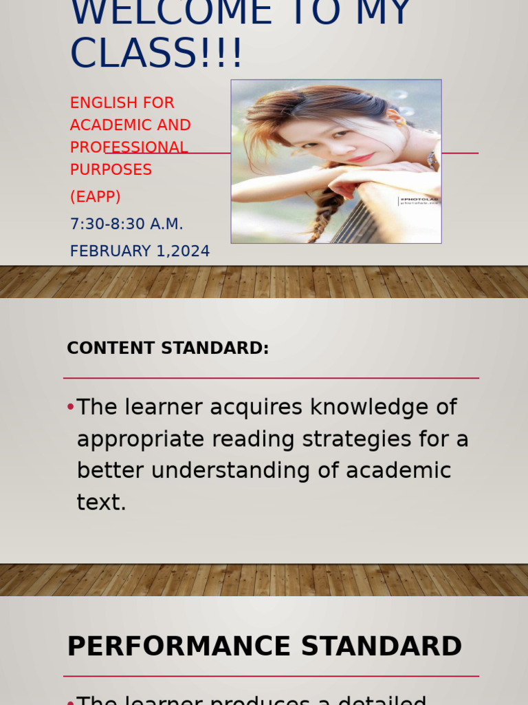 English for Academic Purposes Class | PDF | Learning | Behavior ...