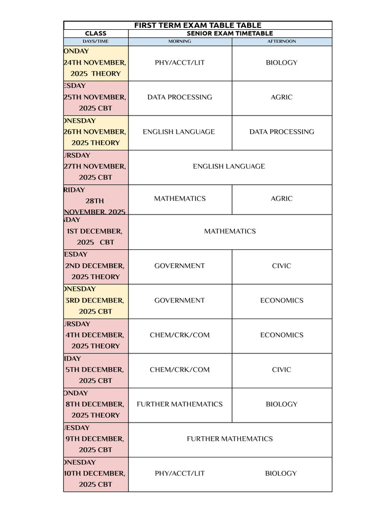 Alison Exam Time 2024 2025 - Senior Timetable (1)_015505 | PDF