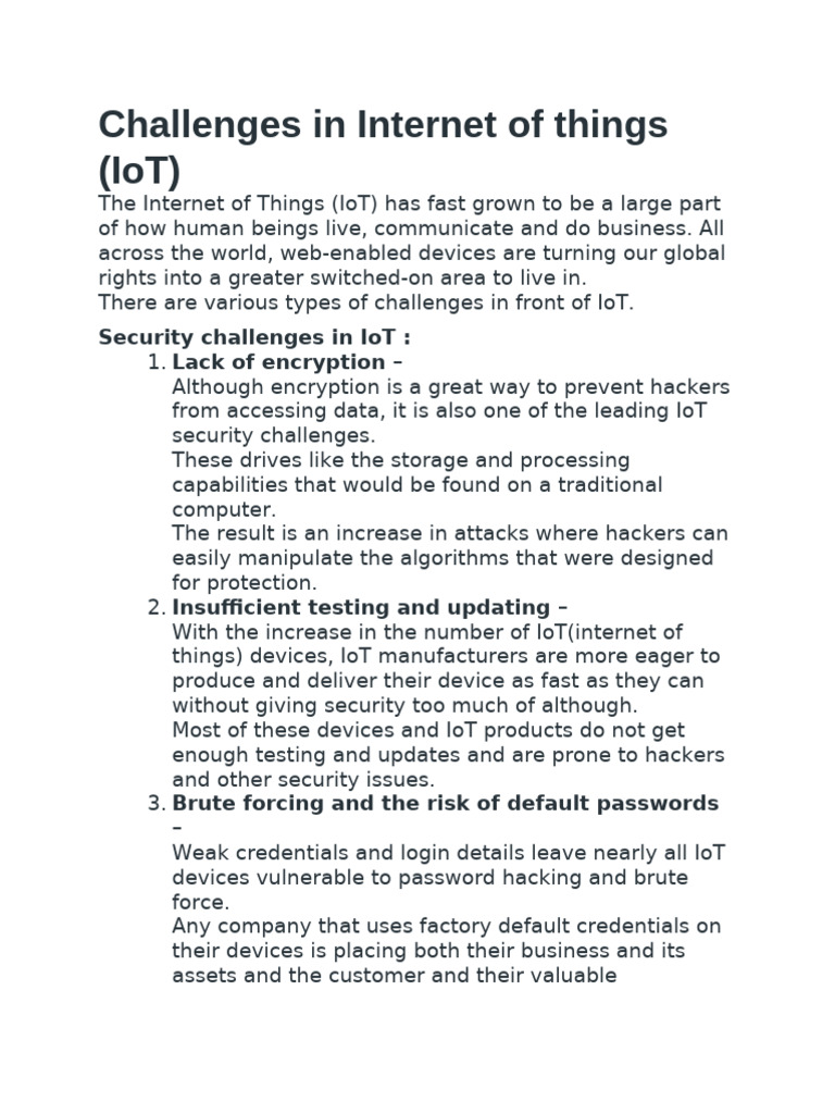 Challenges in Internet of Things | PDF | Internet Of Things | Security