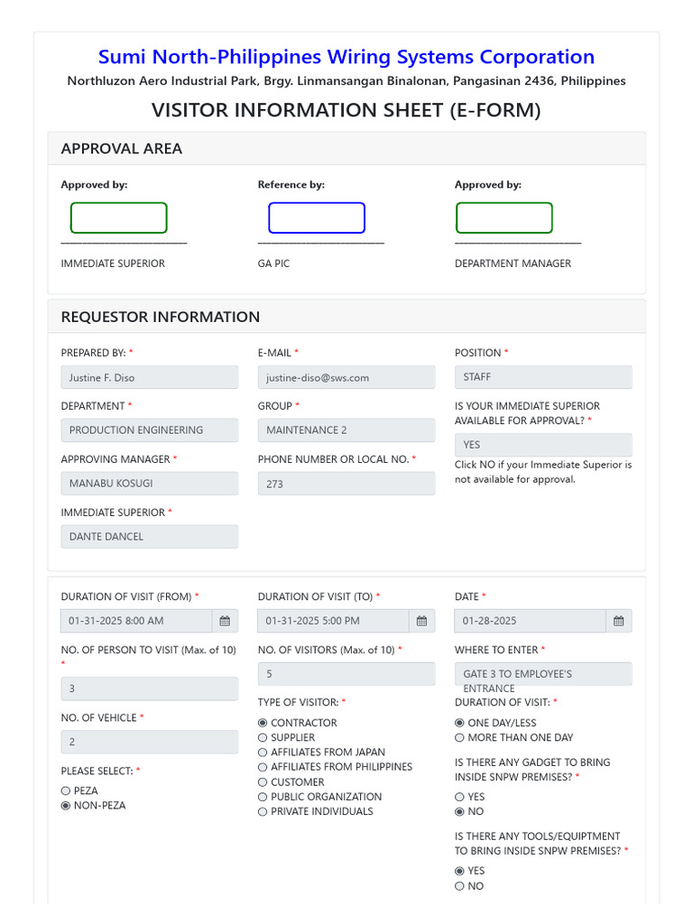 1224 Accomplished VIS E-Form | PDF | Vehicles | Transport