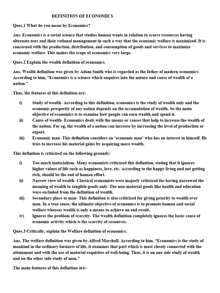 Ch-1 Definition of Economics | PDF | Economics | Macroeconomics