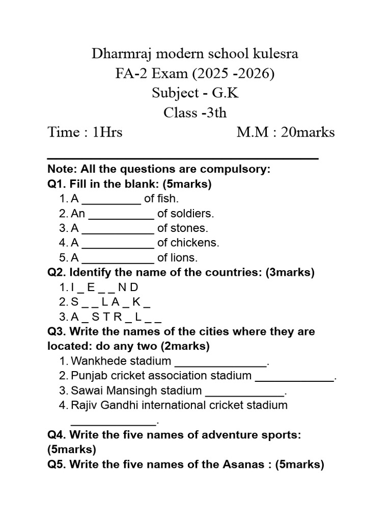 Class 3rd GK | PDF