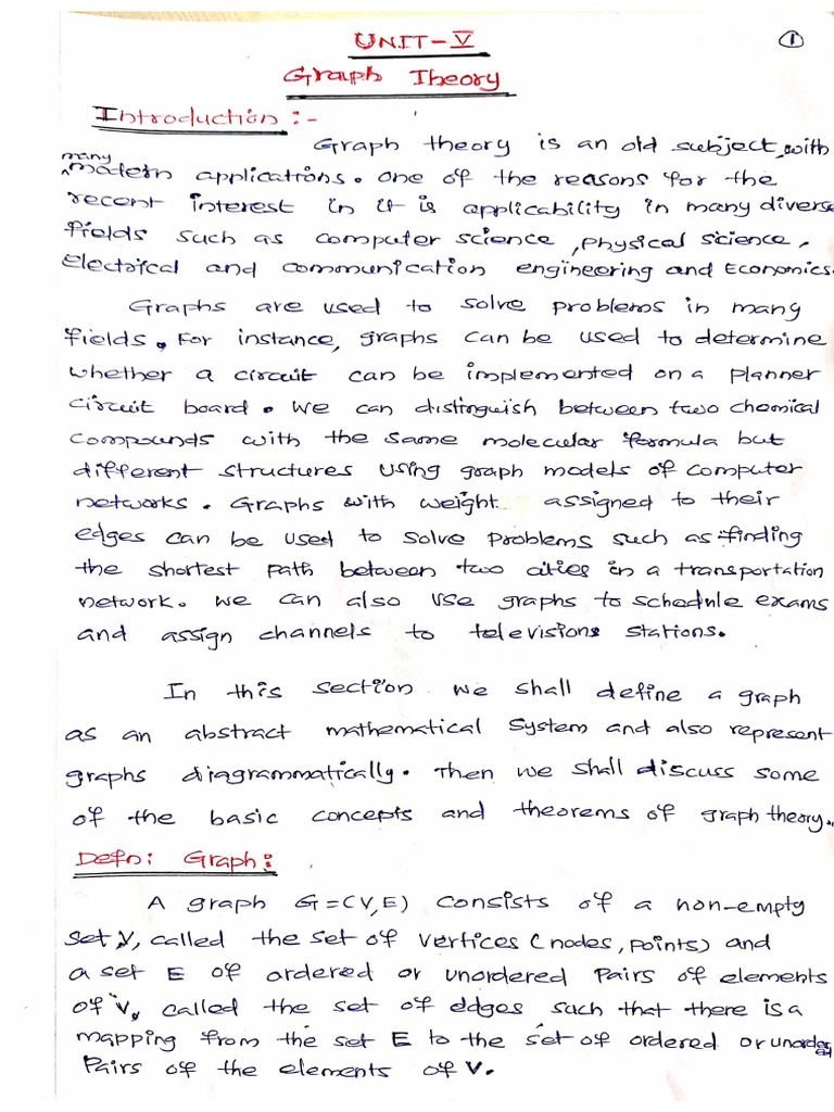 Unit-5 Graph Theory | PDF