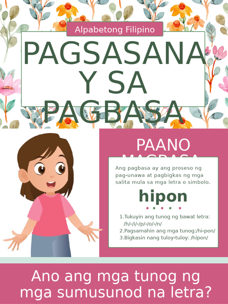 Pagsasanay Sa Pagbasa Alpabetong Filipino | PDF