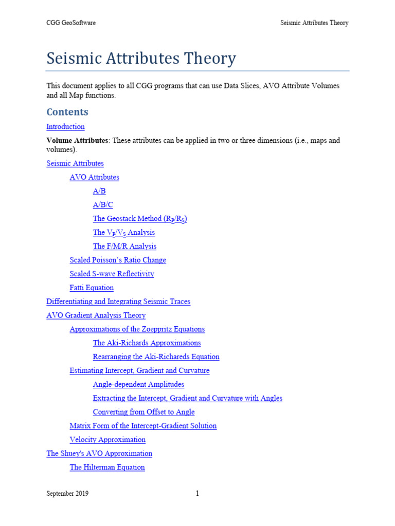 Seismic Attributes Theory Overview | PDF | Reflection Seismology ...