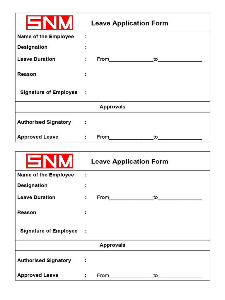 Leave Application Form | PDF