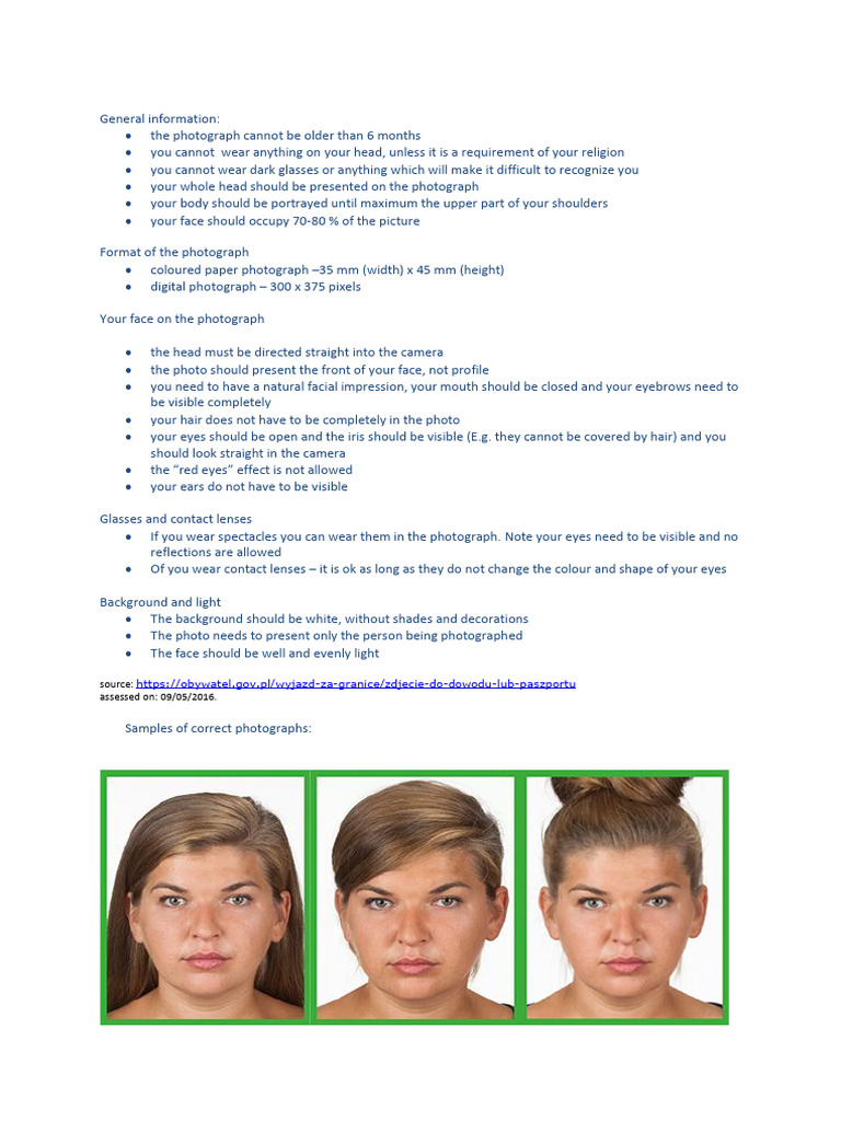 Passport Photo Requirements Guide | PDF