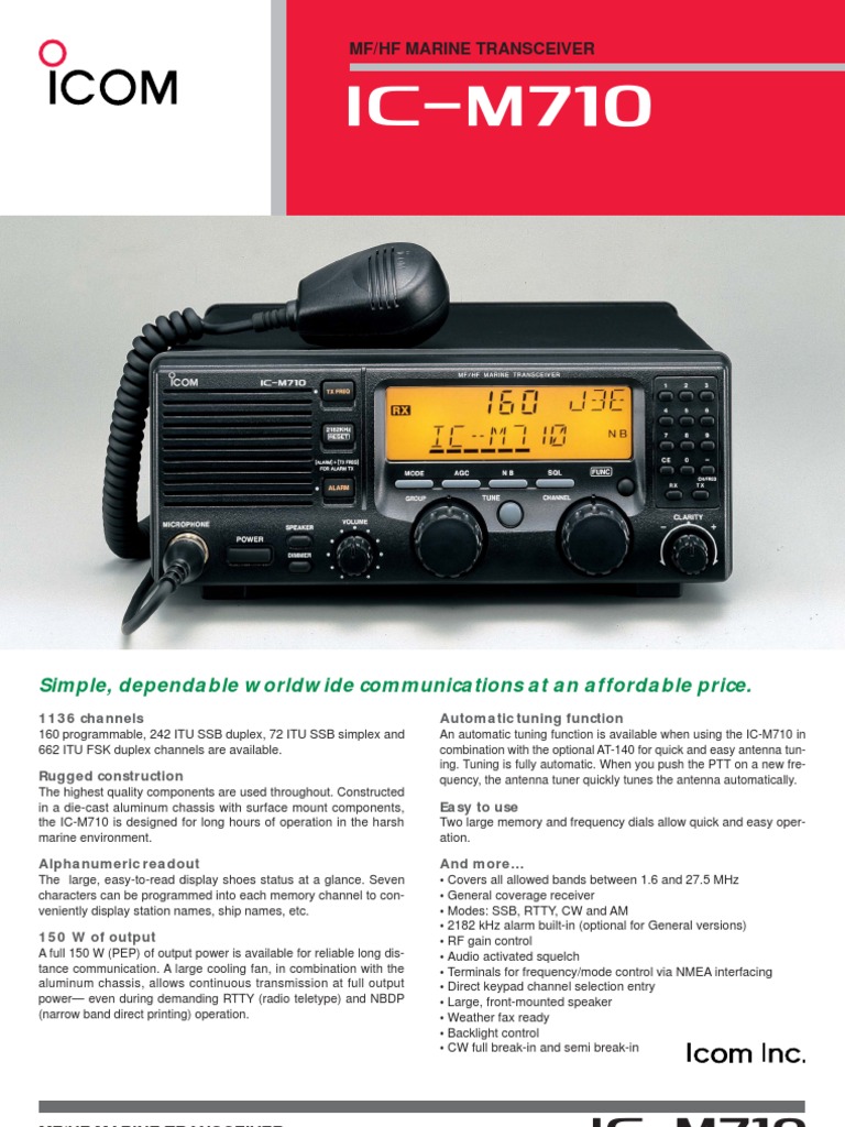 Mf/Hf Marine Transceiver: Simple, dependable worldwide communications ...