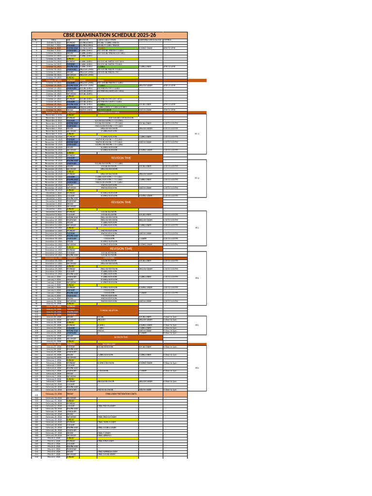 Cbse Schedule 2025-26 | PDF