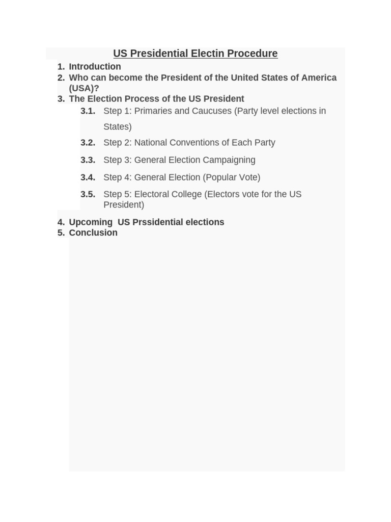 US President Election Process | PDF | Elections | United States ...
