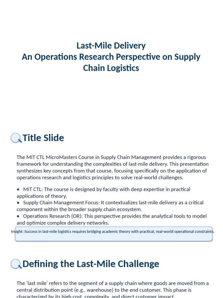 Last-Mile Delivery An Operations Research Perspective On Supply Chain ...