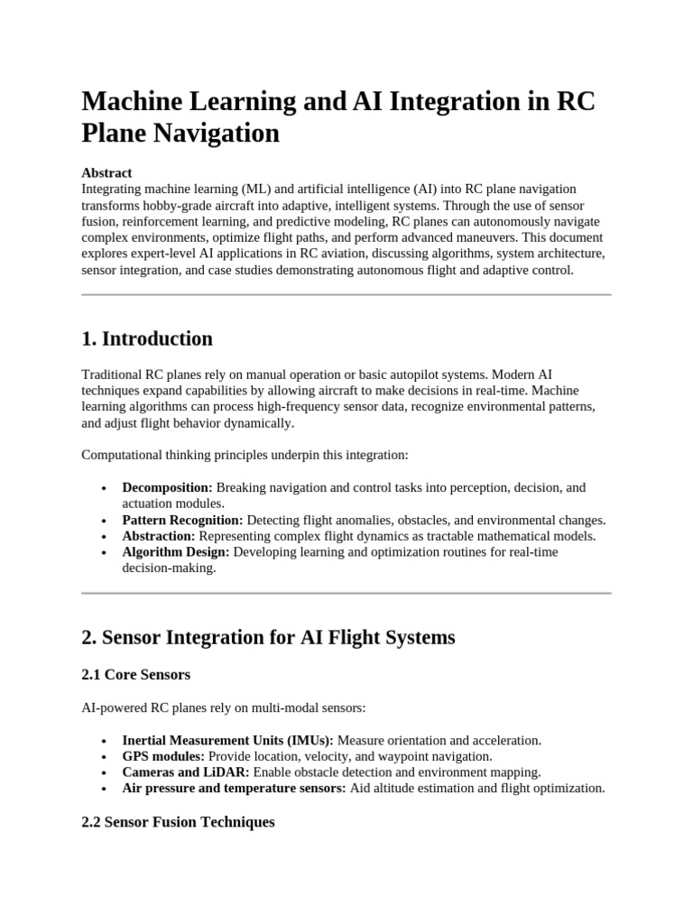 Machine Learning and AI Integration in RC Plane Navigation | PDF ...