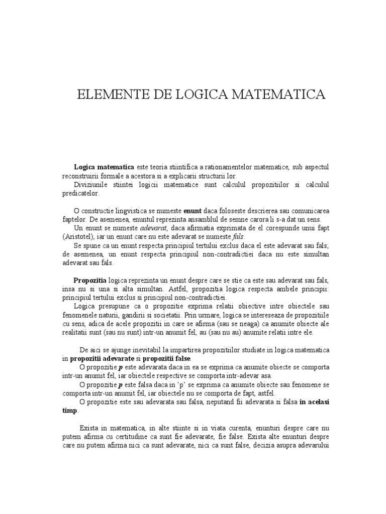 WWW - Referate.ro-Elemente de Logica Matematica 7bb29 | PDF