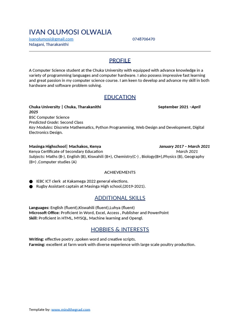 Computer Science Student Profile | PDF