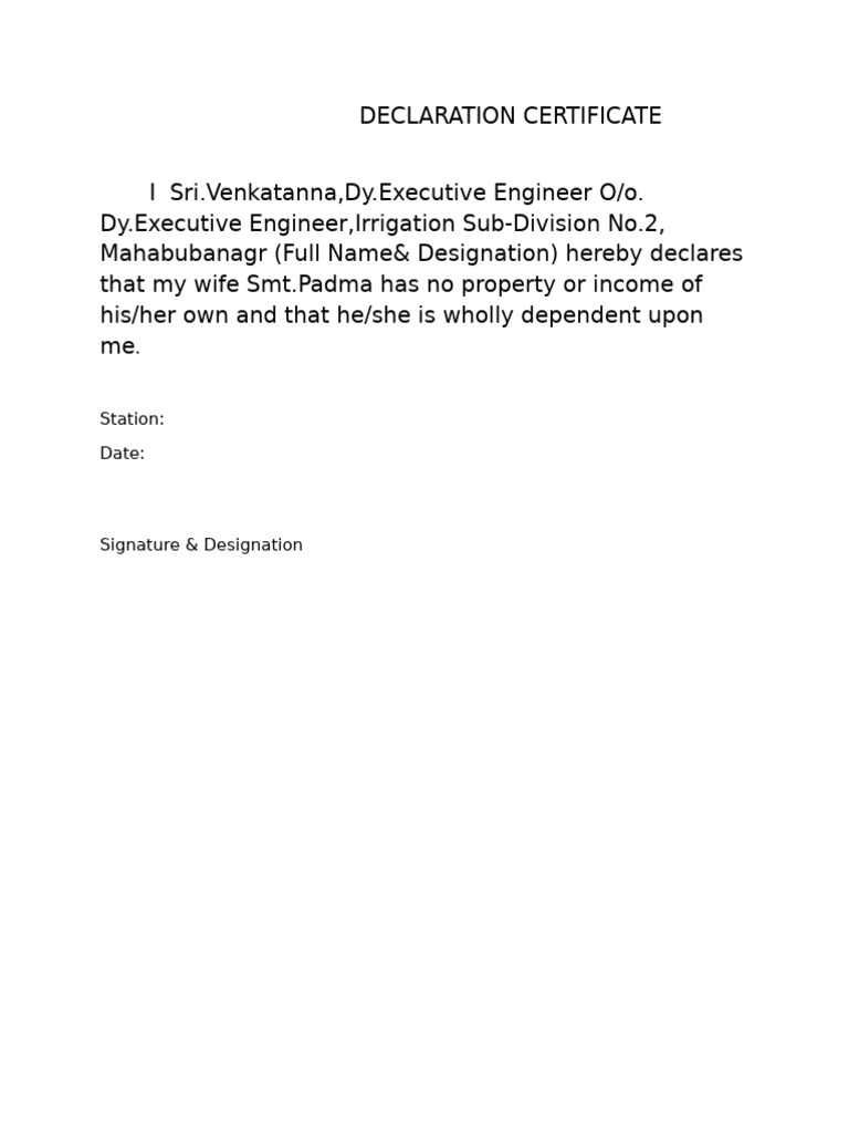 Declaration Certificate | PDF