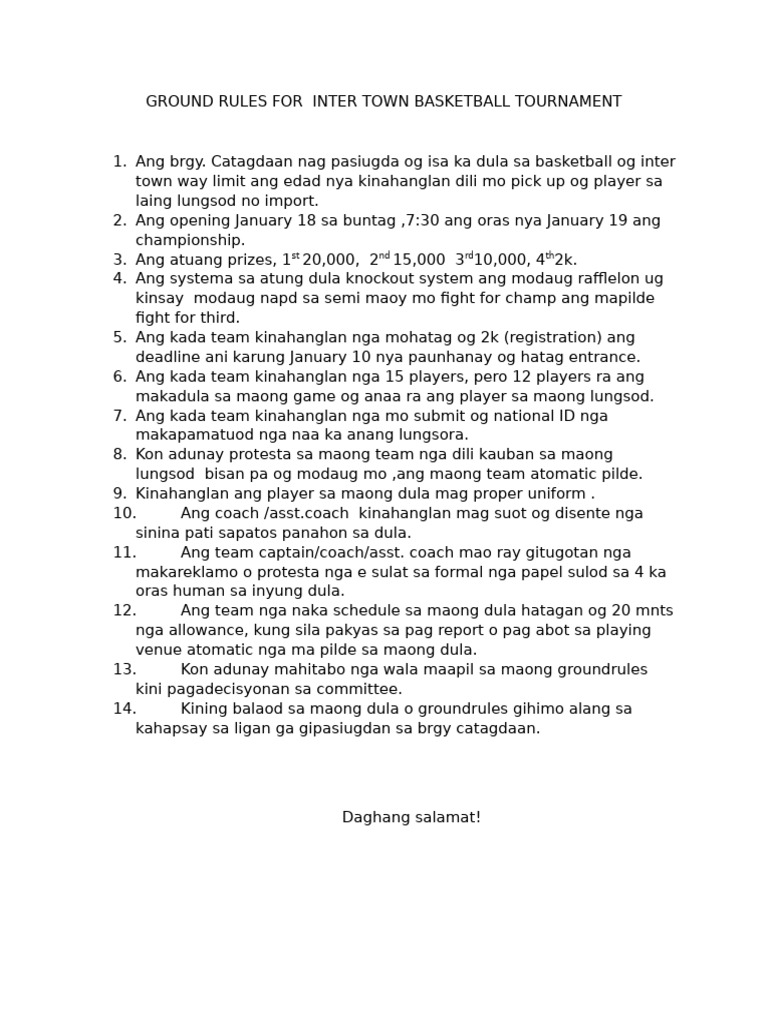 Groundrules Inter Town 2026 | PDF
