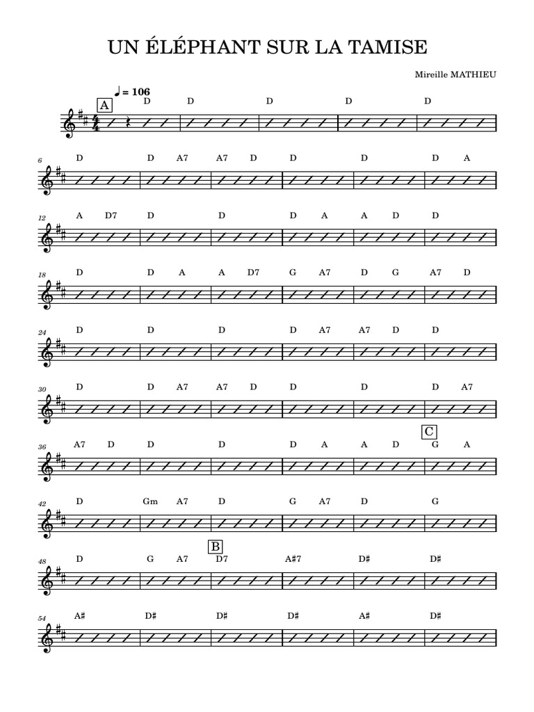 ACCORDS - Mireille Mathieu - Un Éléphant Sur La Tamise | PDF