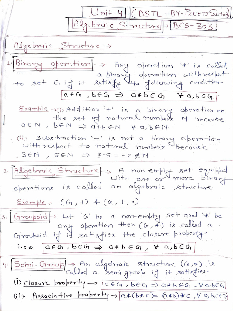 Unit-4 DSTL by PS ( Algebraic Structure) | PDF