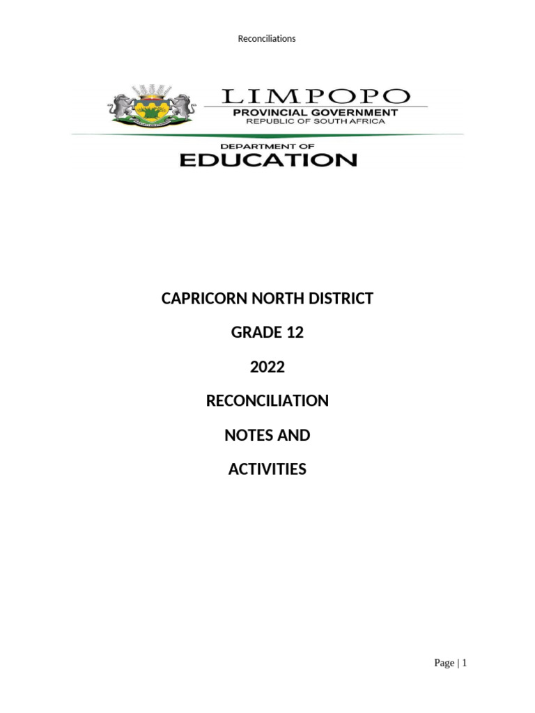 RECONCILIATION Notes & Activities | PDF | Debits And Credits | Bookkeeping