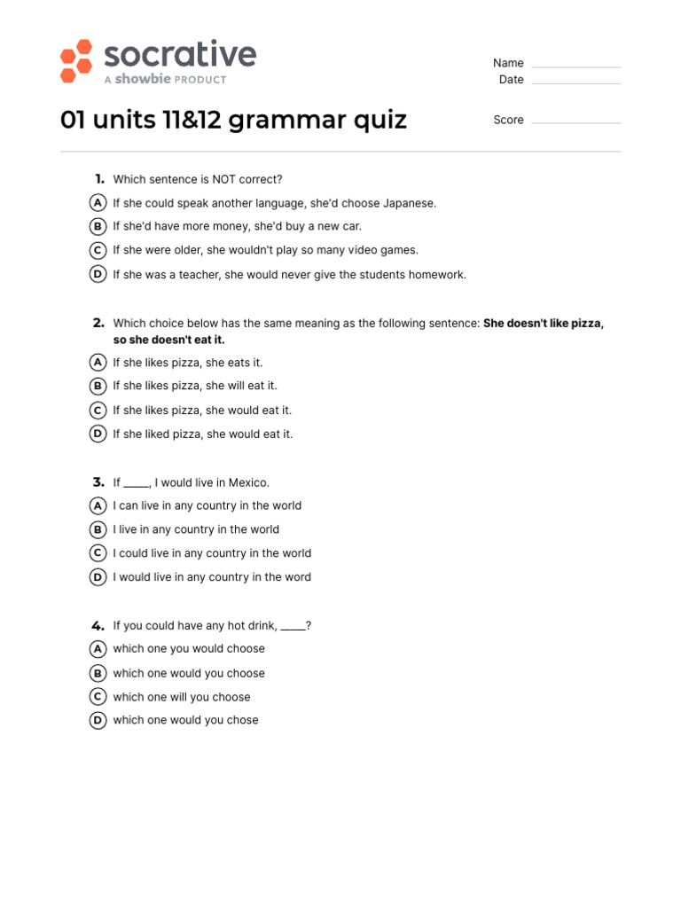 Grammar Quiz for English Proficiency | PDF