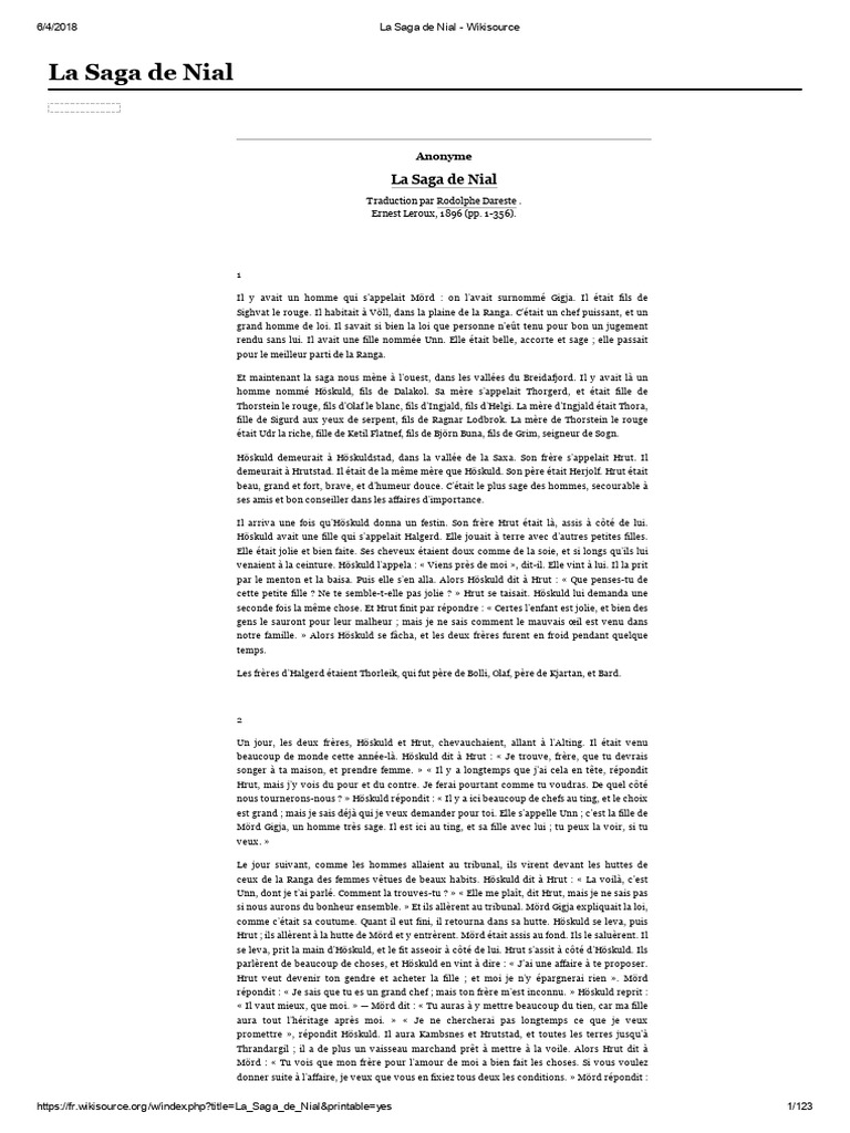 La Saga de Nial : Histoire et personnages | PDF | Vikings