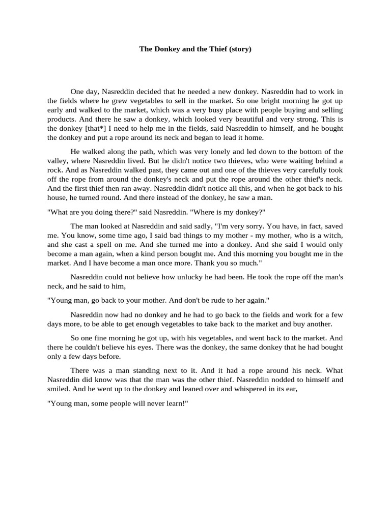 The Donkey and The Thief Entire Text | PDF