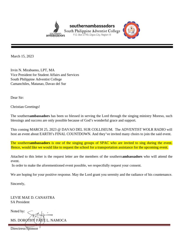 Dedication Letter Sir Irvin | PDF