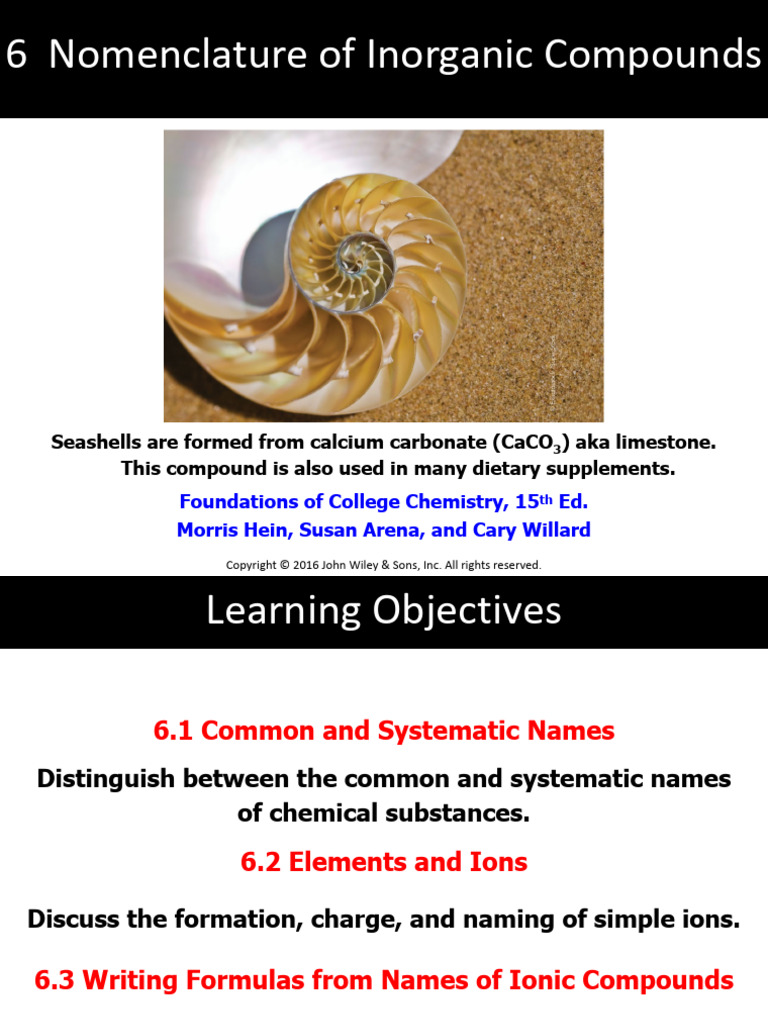 6 Nomenclature of Inorganic Compounds | PDF | Ion | Chemical Compounds