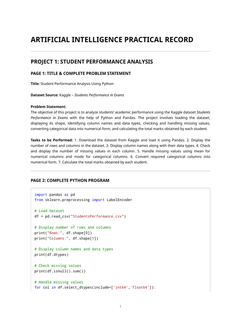 Ai Practical Projects - Complete Solutions | PDF | Computing