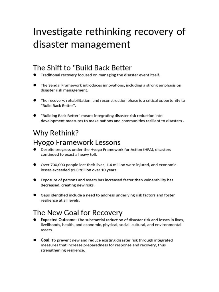 Investigate Rethinking Recovery of Disaster Manage | PDF | Disaster ...