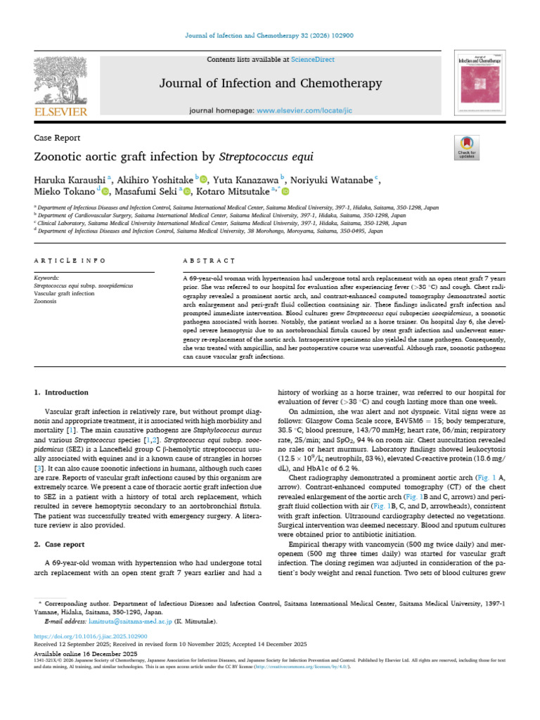 Zoonotic Aortic Graft Infection by Streptococcus e | PDF | Infection ...
