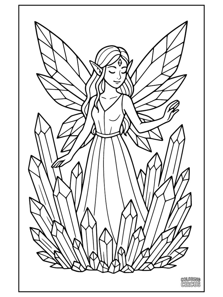 Free Fairy Coloring Page - Crystal Grove Fairy Girl (Printable PDF ...
