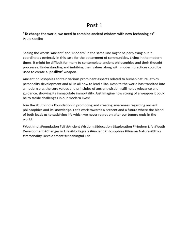 Blending Ancient Wisdom with Modern Education | PDF | Wisdom | Creativity