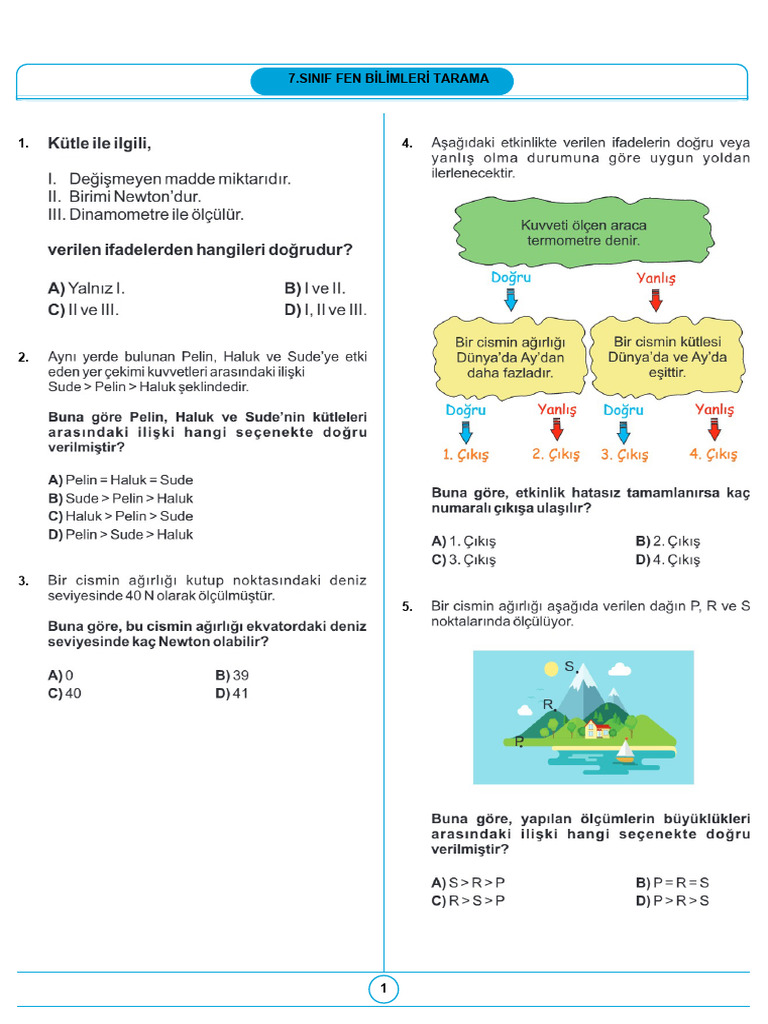 7.Sınıf 1.Tarama | PDF