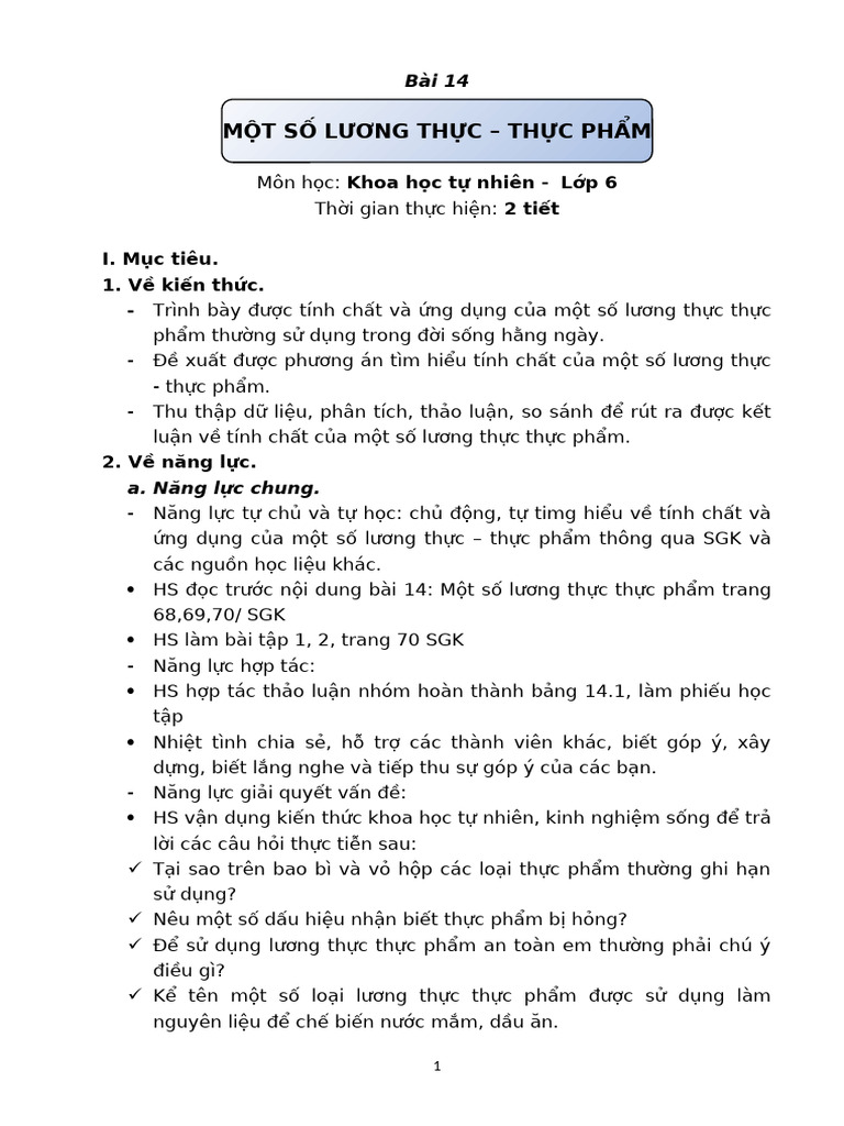 Power Point Khtn 6 Sách Ctst Bài 14 - Một Số Lương Thực Thực Phẩm Thông ...
