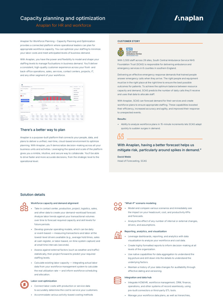 Optimize Workforce Capacity with Anaplan | PDF | Forecasting | Analytics