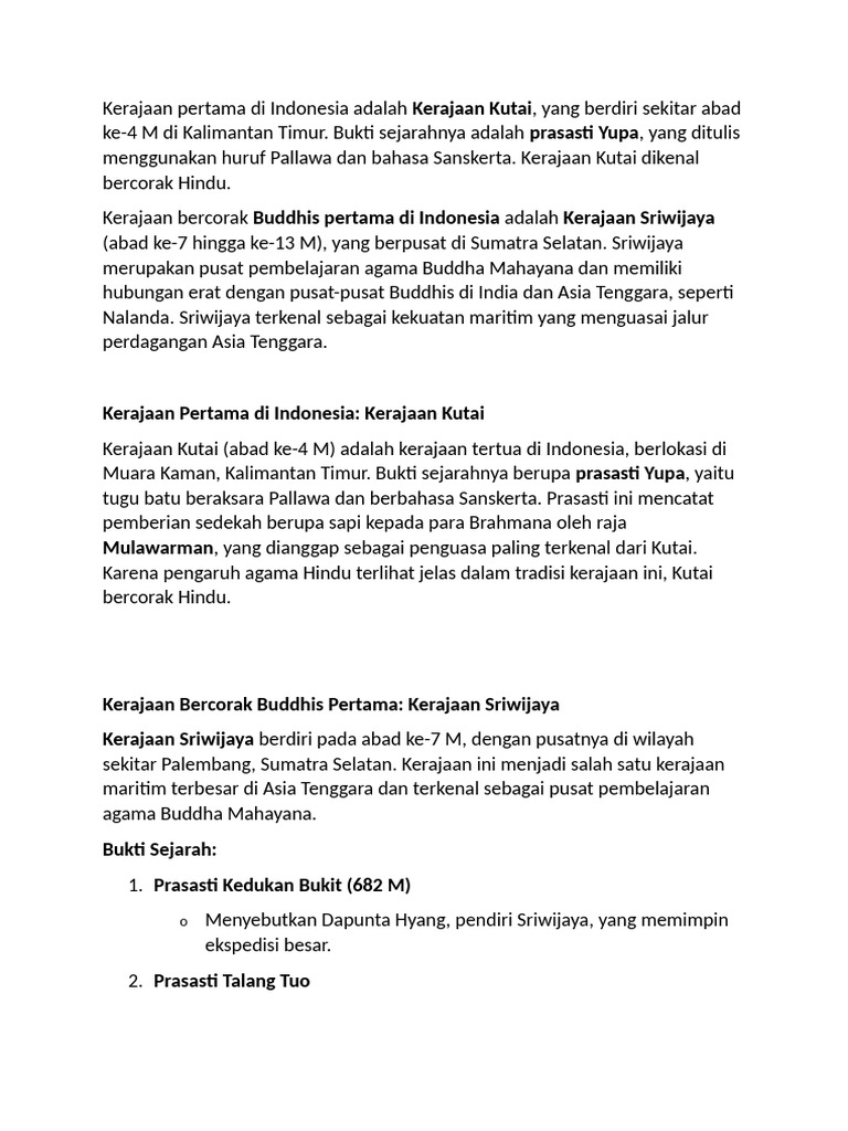 Kerajaan Bercorak Buddhis Di Indonesia | PDF
