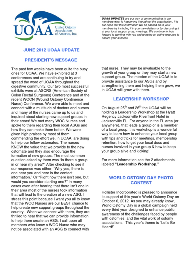 June 2012 Uoaa Update President'S Message: UOAA UPDATES Are Our Way of ...