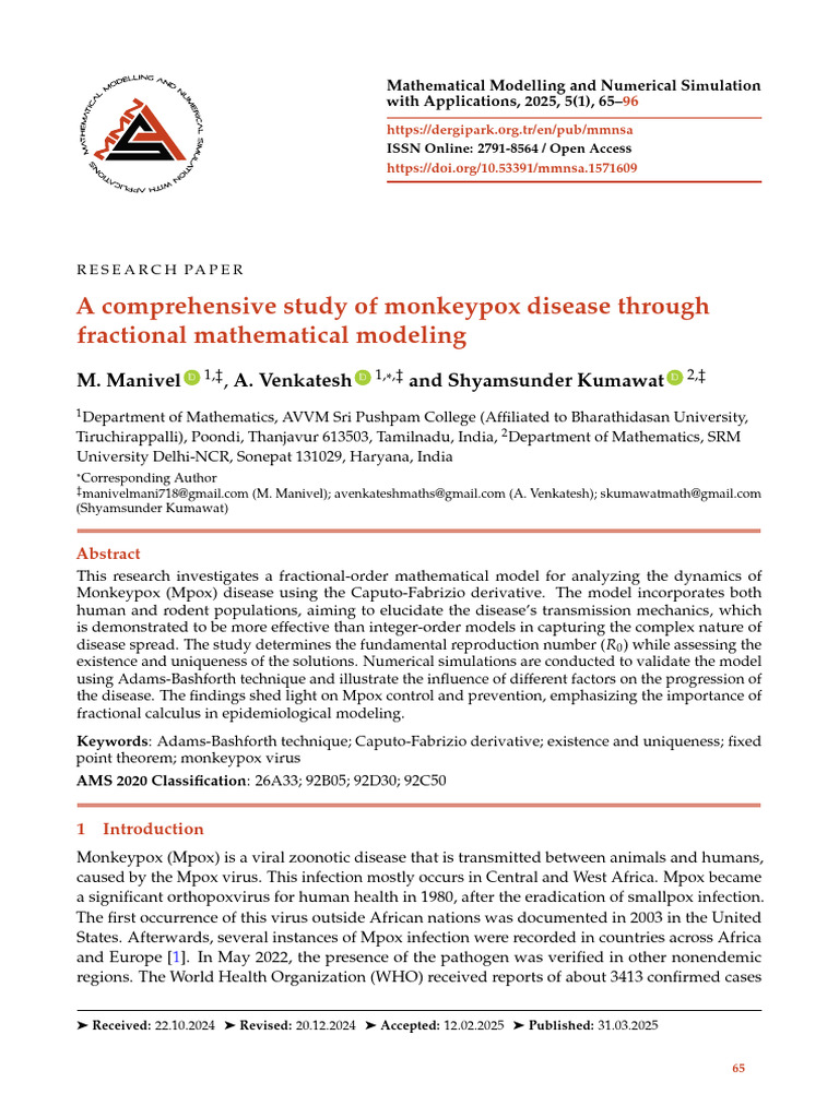Fractional Modeling of Monkeypox Dynamics | PDF | Infection | Health ...