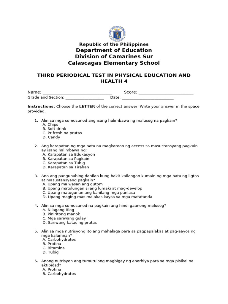 Physical Education and Health 4 (Tagalog Version) | PDF