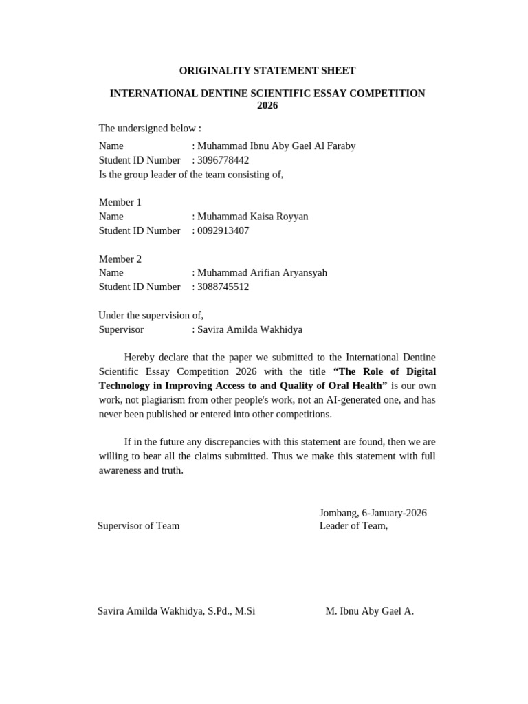 Originality Statement Sheet | PDF