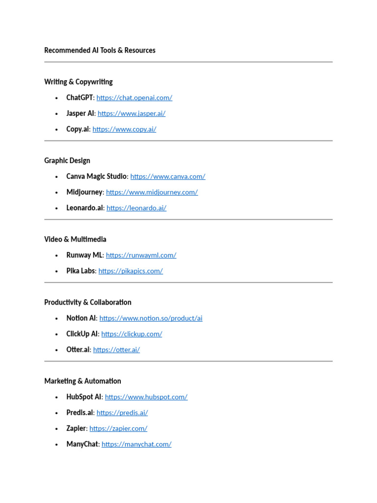 Recommended AI Tools | PDF