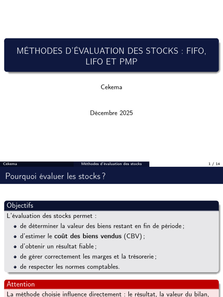 Évaluation des Stocks : FIFO, LIFO, PMP | PDF | Économie | Business