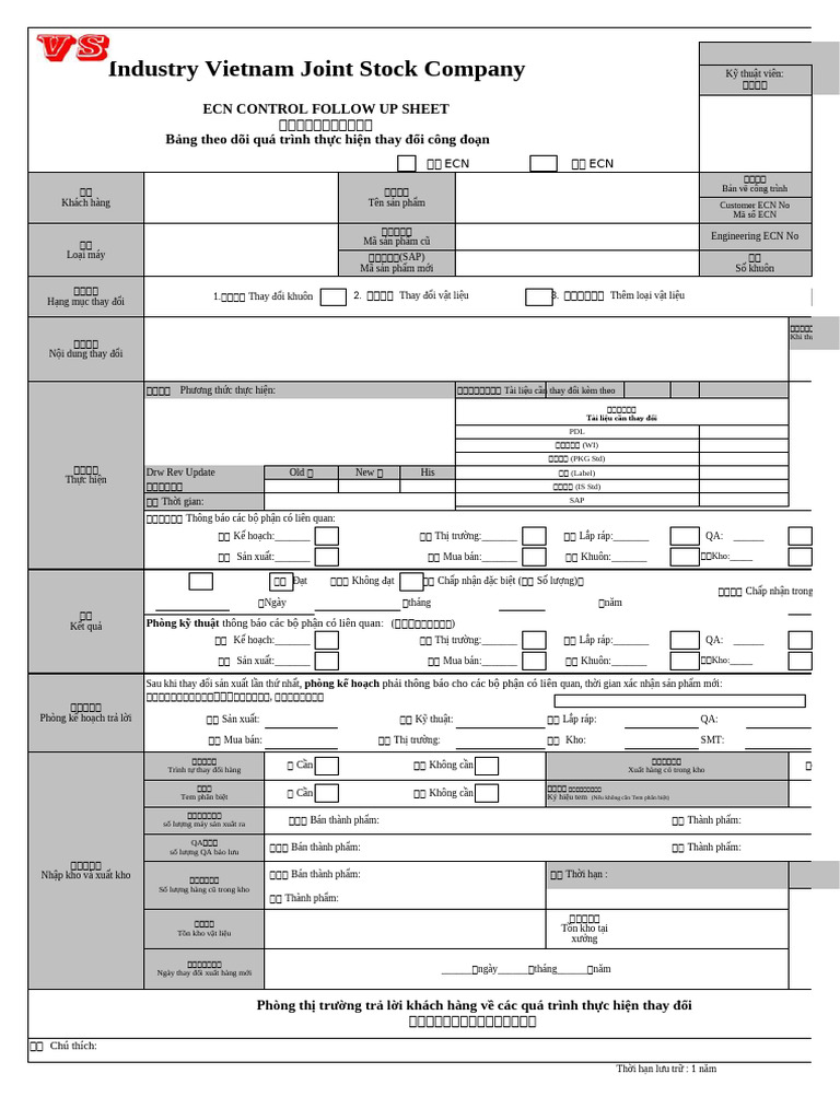 form Internal ECN Ver 01 13485 | PDF