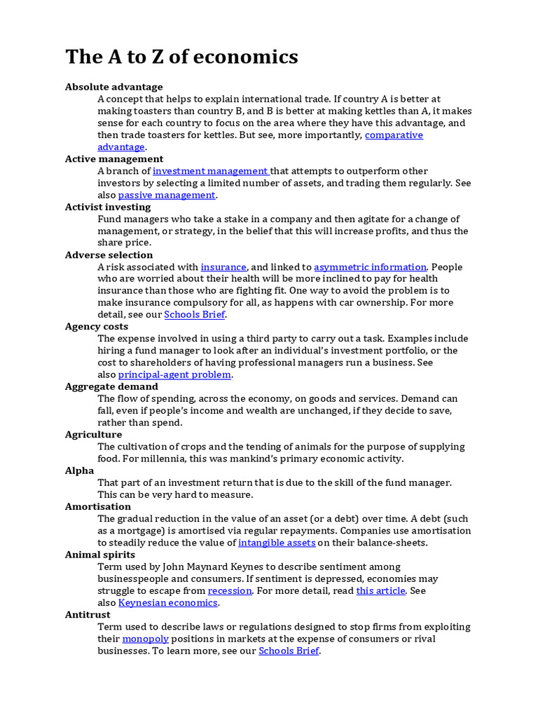 A to Z Guide of Economic Terms | PDF | Economics | Bonds (Finance)