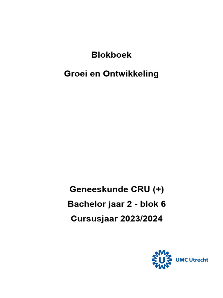 Blokboek Groei en Ontwikkeling 2023-2024 | PDF