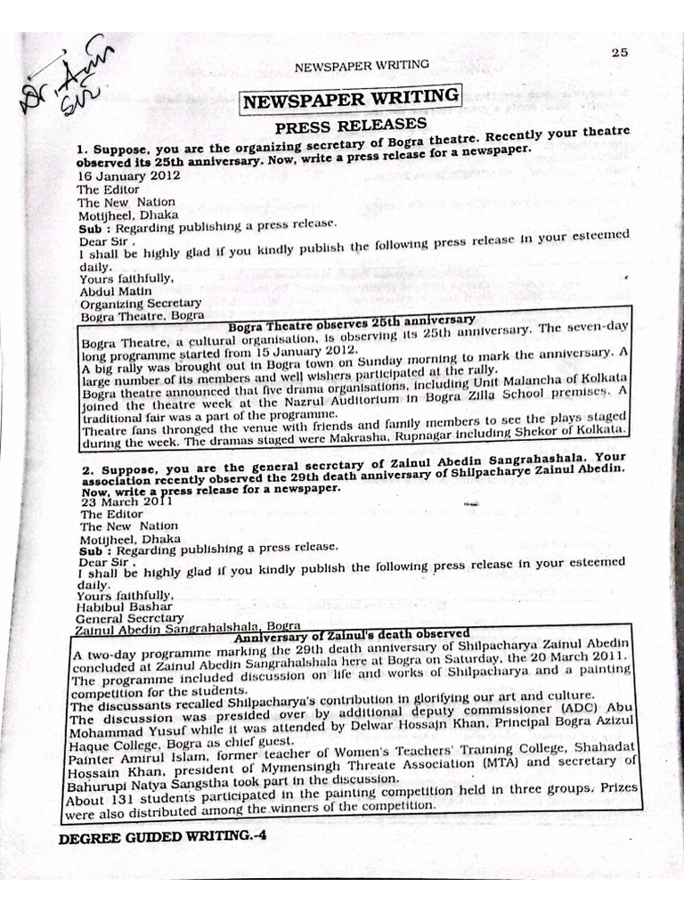 English (Newspaper Writing) | PDF
