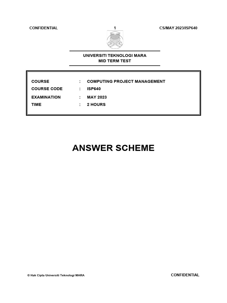 Mid Term Test May 2023 Answer Scheme | PDF | Net Present Value