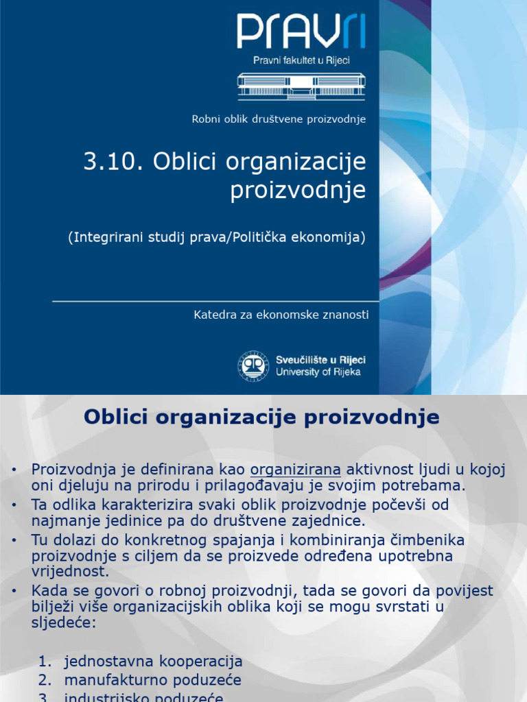 3.10. Oblici Organizacije Proizvodnje | PDF