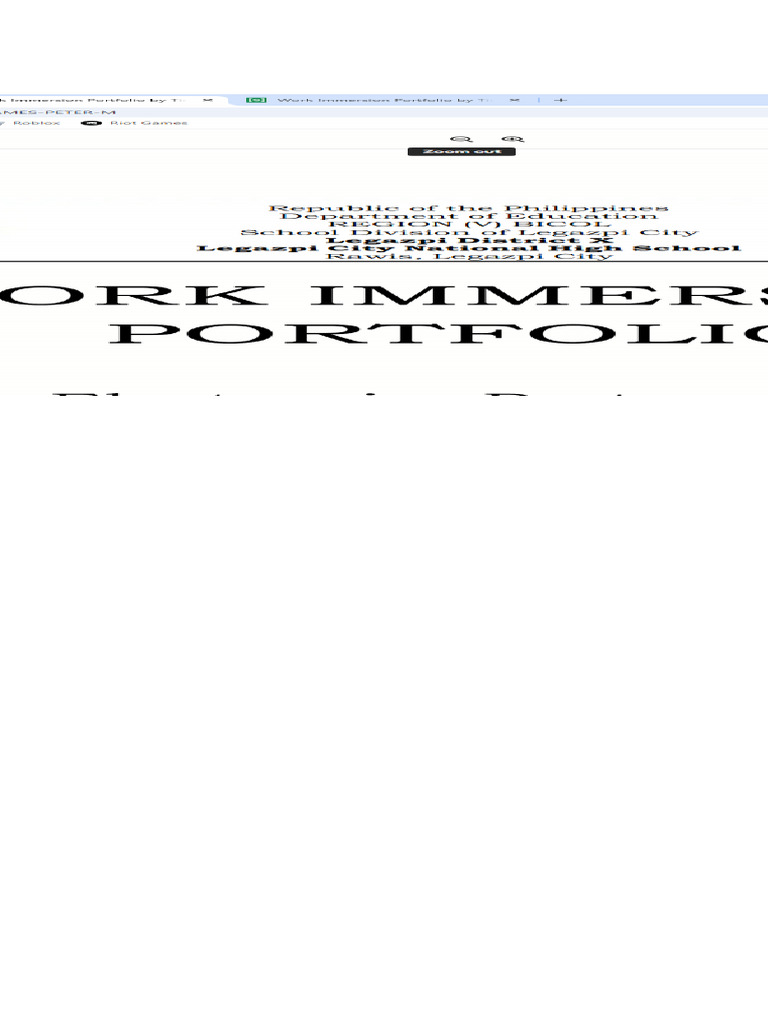 Work Immersion Title Page A4 | PDF